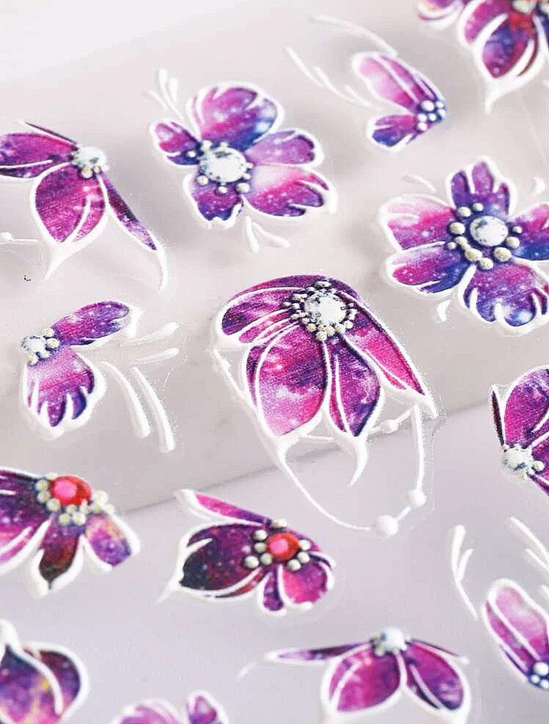 5D Flower Nail Decals, Nail Art Decoration, Blossom Nail Stickers ...