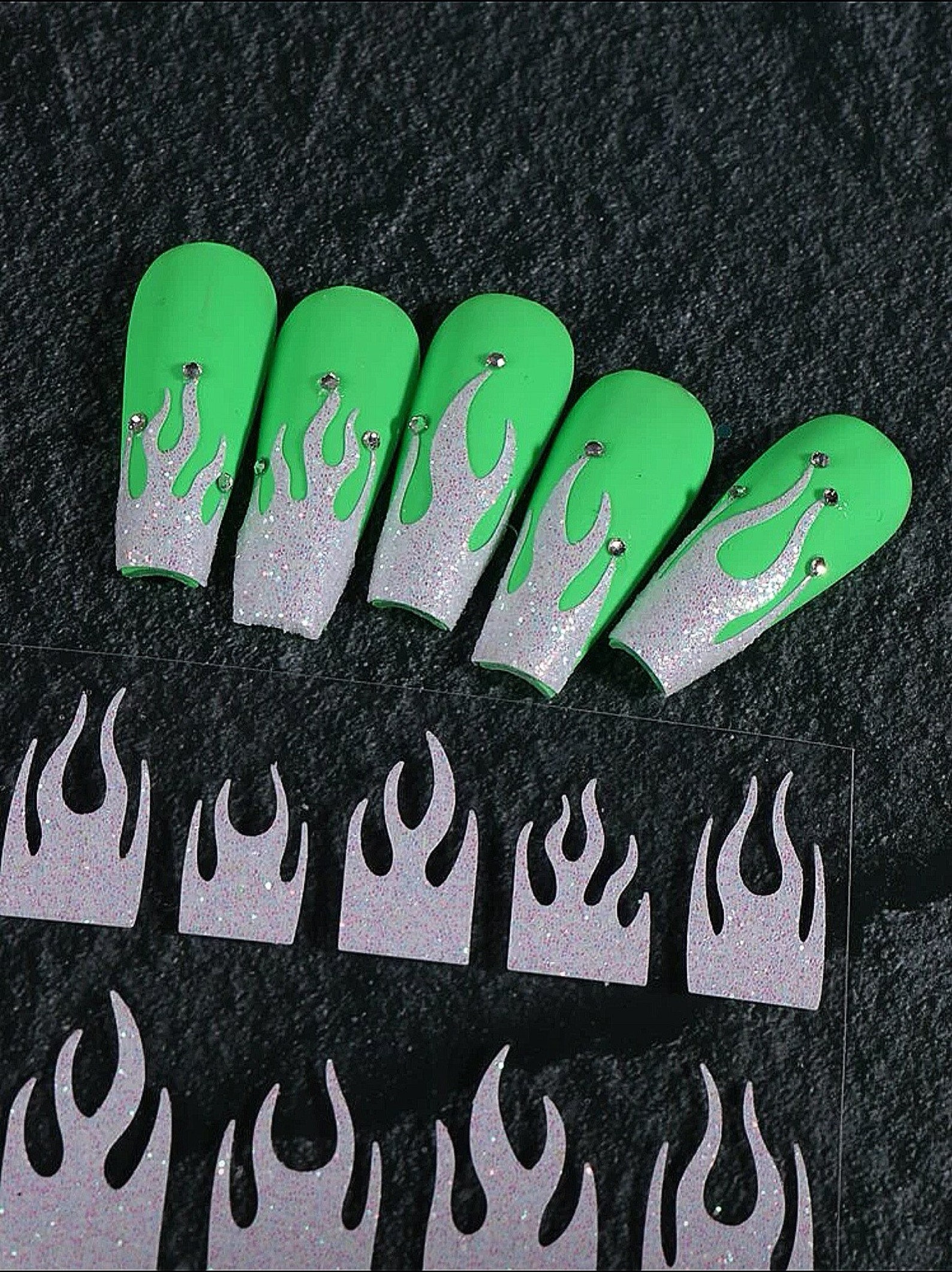 3D Fire Nail Stickers, Flame Nail Decals, Flame Nail Decoration, Nail ...