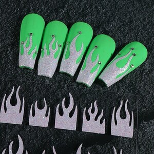 3D Fire Nail Stickers, Flame Nail Decals, Flame Nail Decoration, Nail ...
