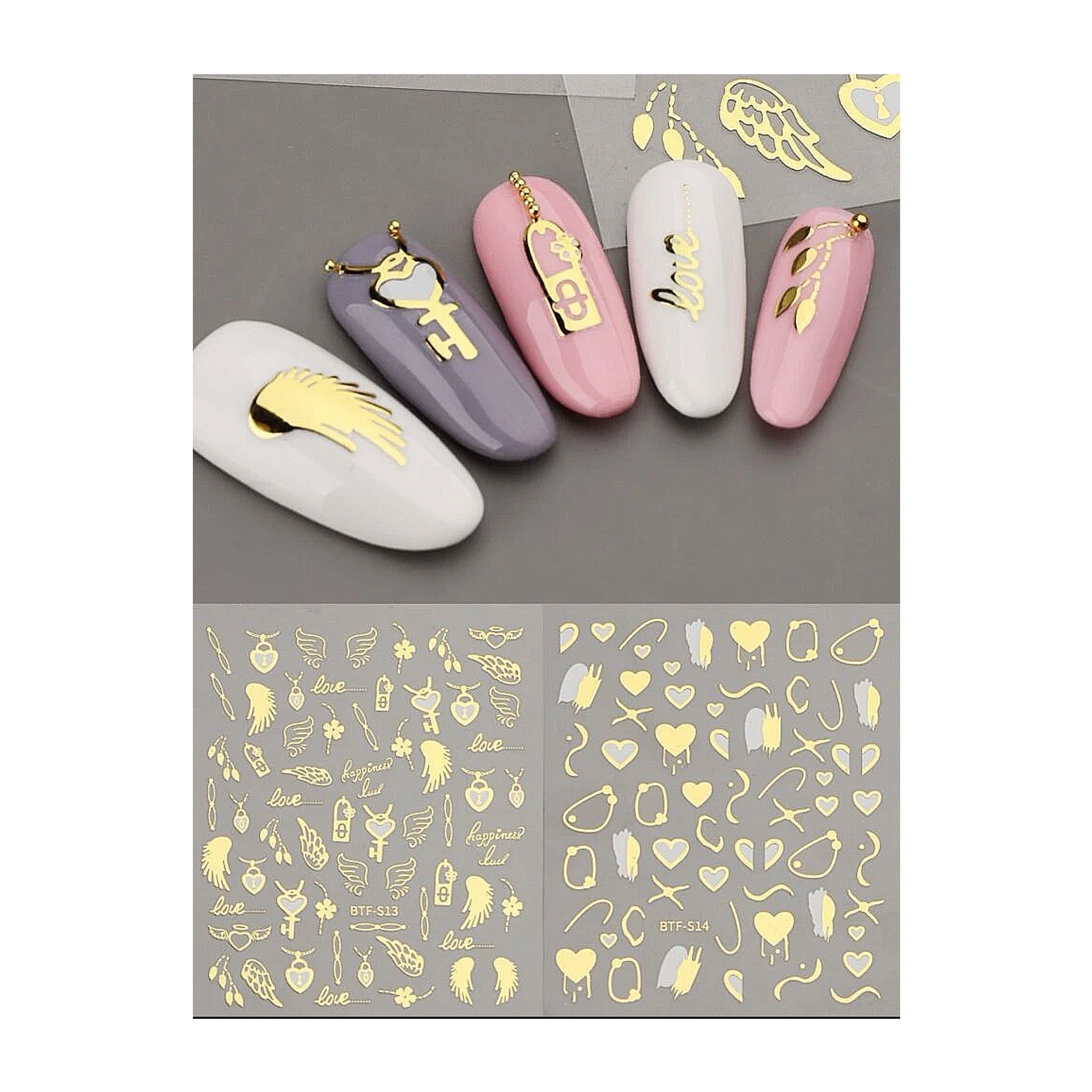 3D Heart Nail Art Stickers, Nail Decals Self-adhesive, Nail Stickers ...