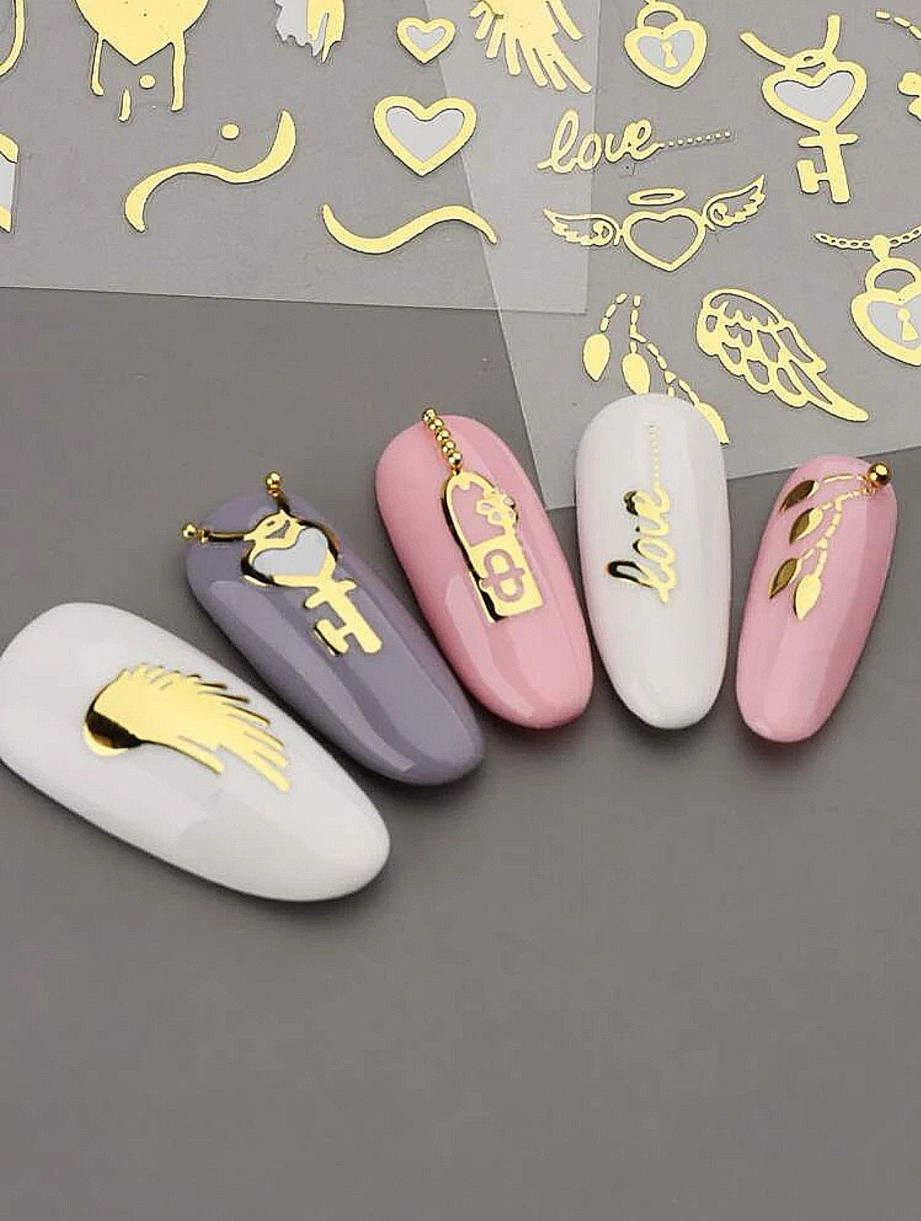 3D Heart Nail Art Stickers, Nail Decals Self-adhesive, Nail Stickers ...