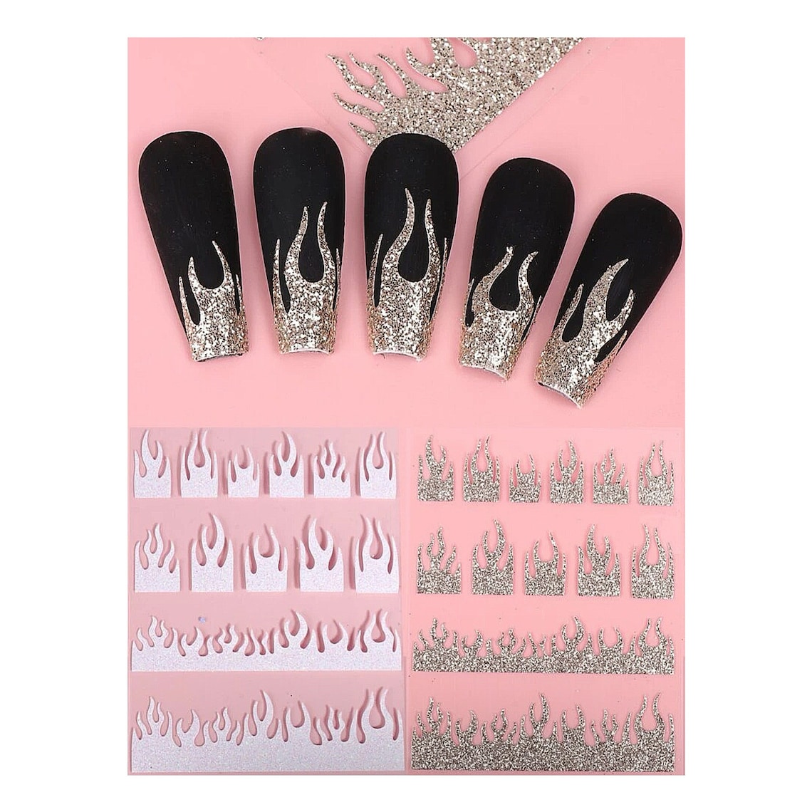 3D Fire Nail Stickers, Flame Nail Decals, Flame Nail Decoration, Nail ...