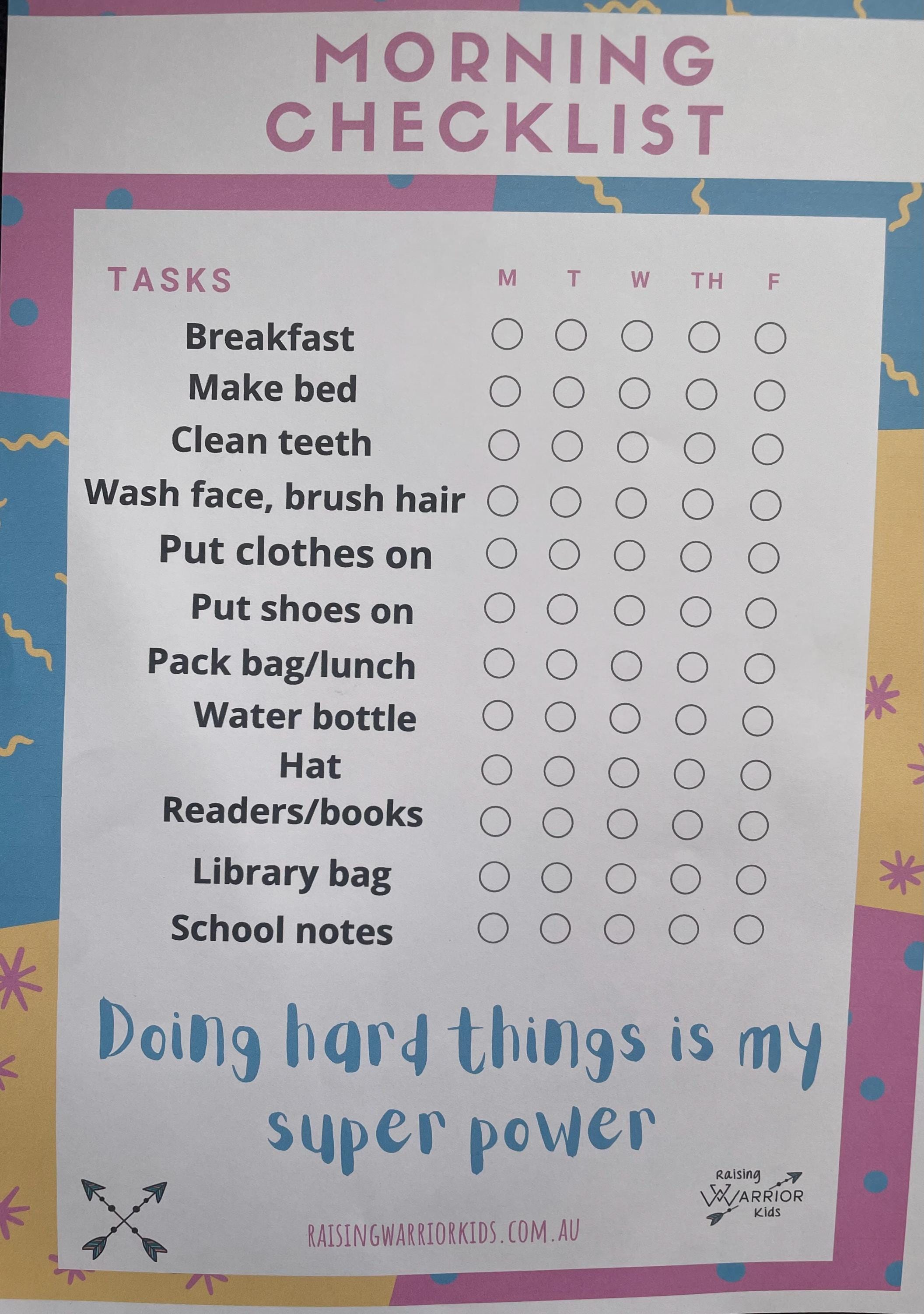 Kids Morning Tasks Checklist Printable - Etsy
