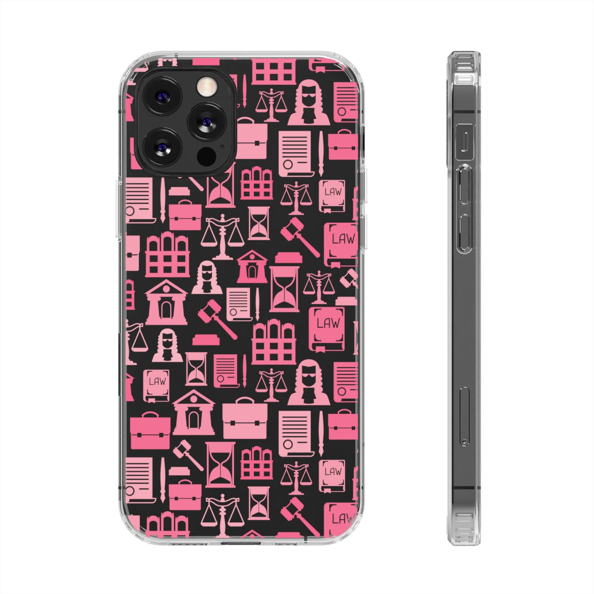 Chic Pink Law Themed Clear Phone Case Legal Pattern iPhone - Etsy