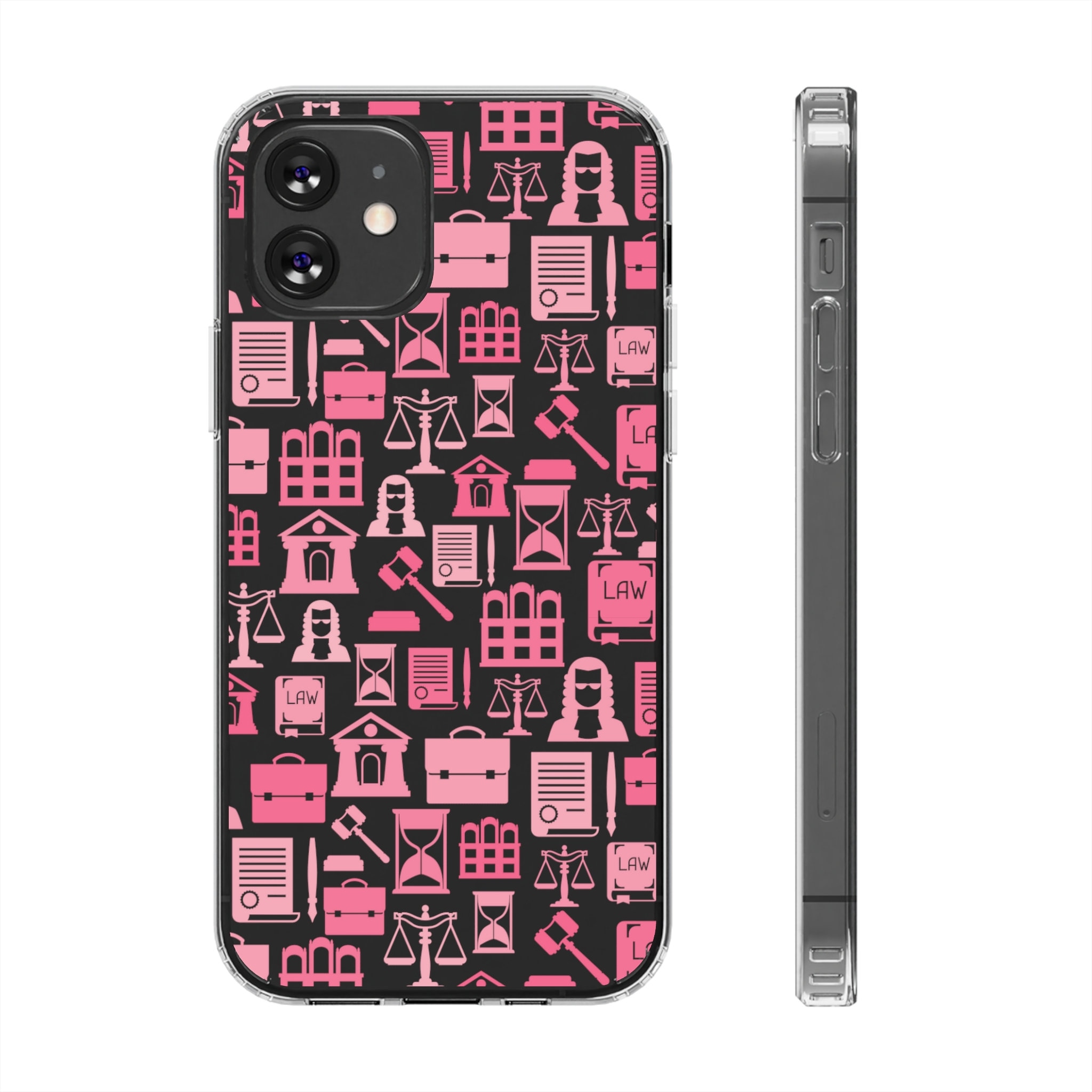 Chic Pink Law Themed Clear Phone Case | Legal Pattern iPhone Case ...
