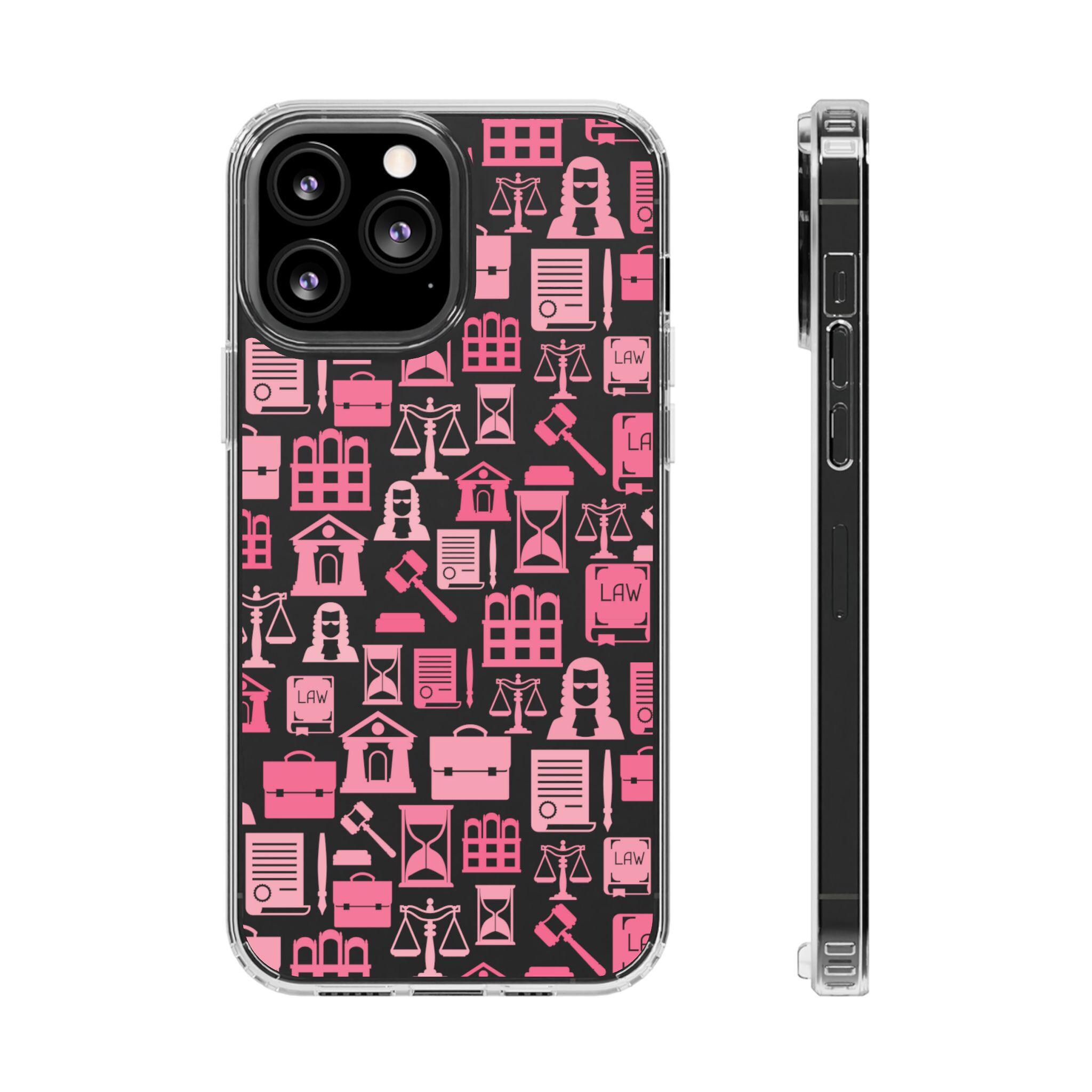 Chic Pink Law Themed Clear Phone Case | Legal Pattern iPhone Case ...