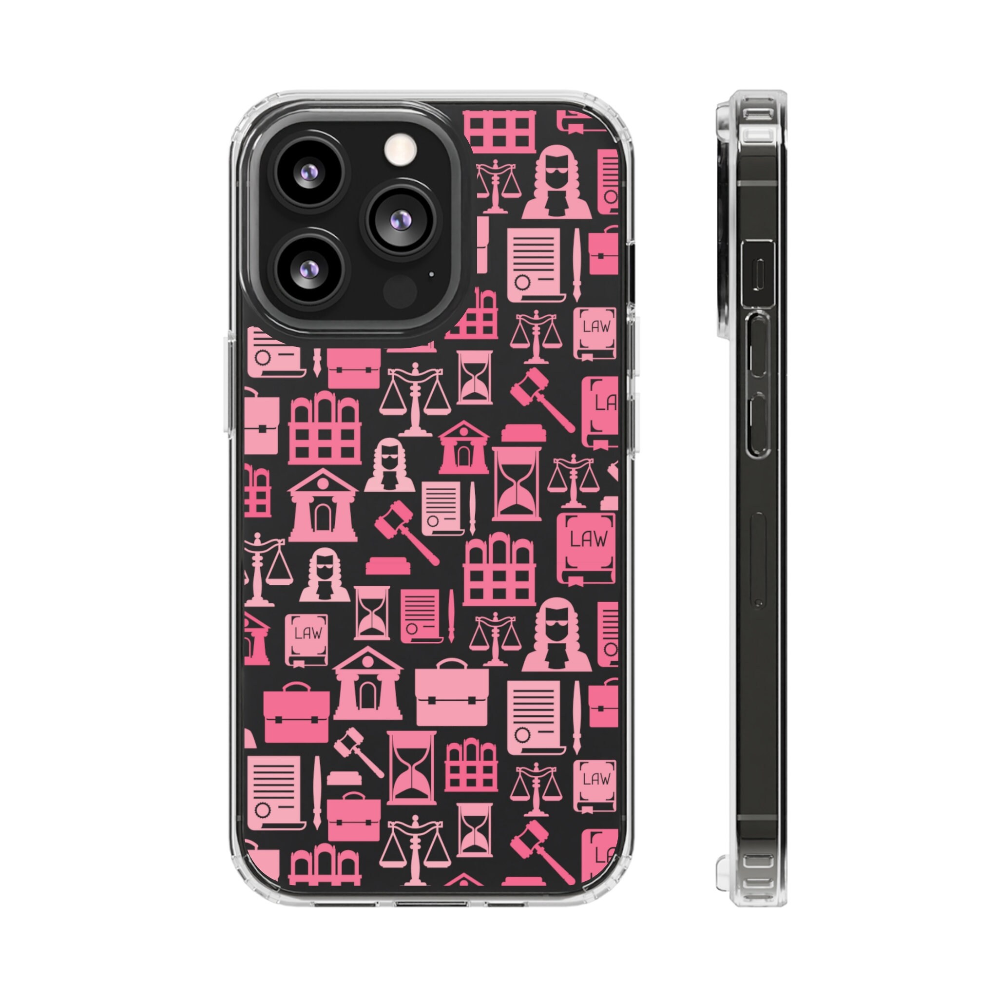 Chic Pink Law Themed Clear Phone Case | Legal Pattern iPhone Case ...