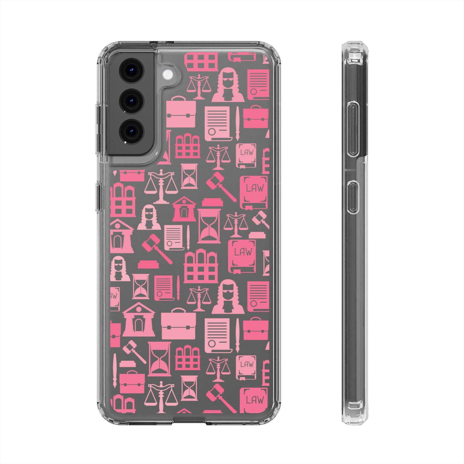 Chic Pink Law Themed Clear Phone Case | Legal Pattern iPhone Case ...