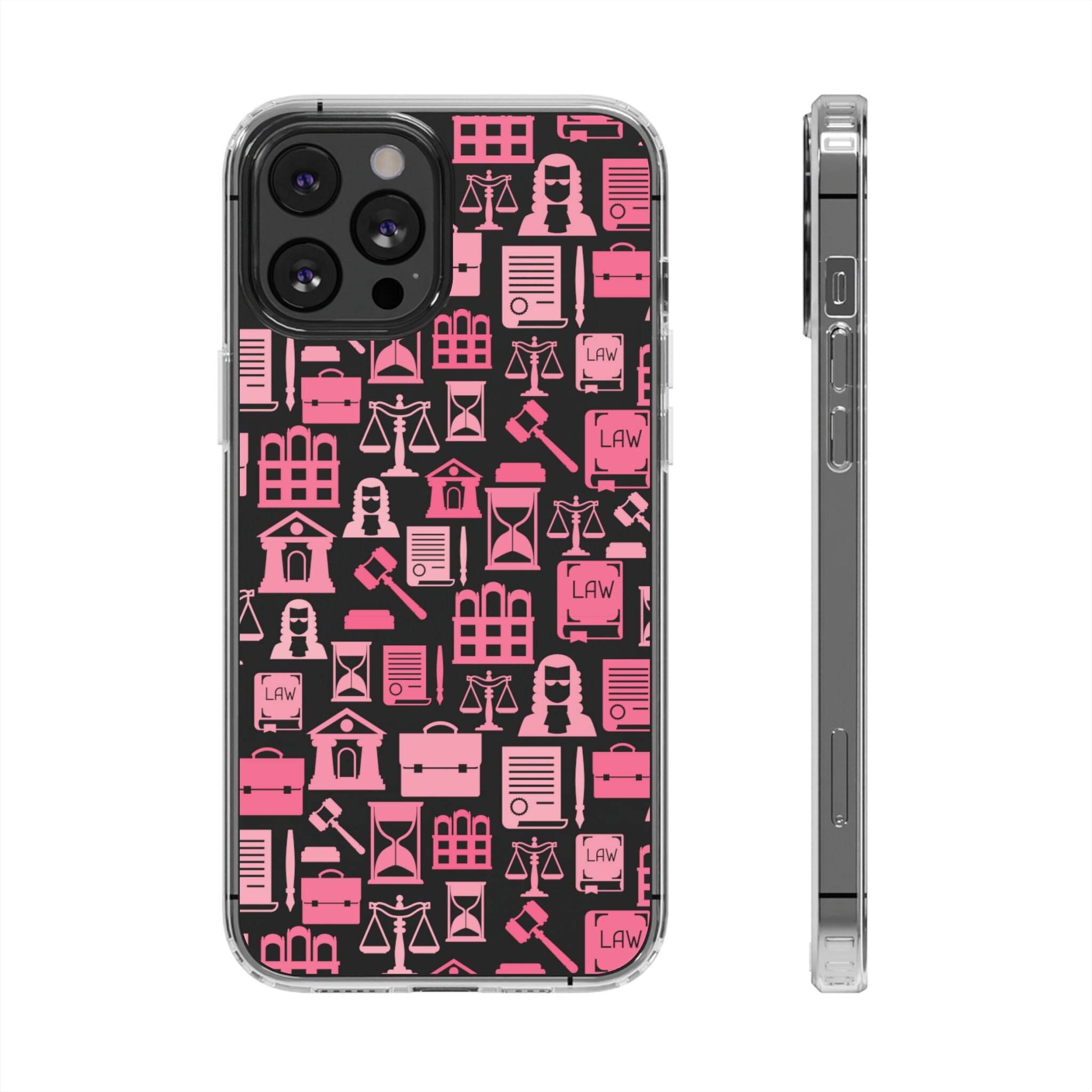 Chic Pink Law Themed Clear Phone Case Legal Pattern iPhone - Etsy