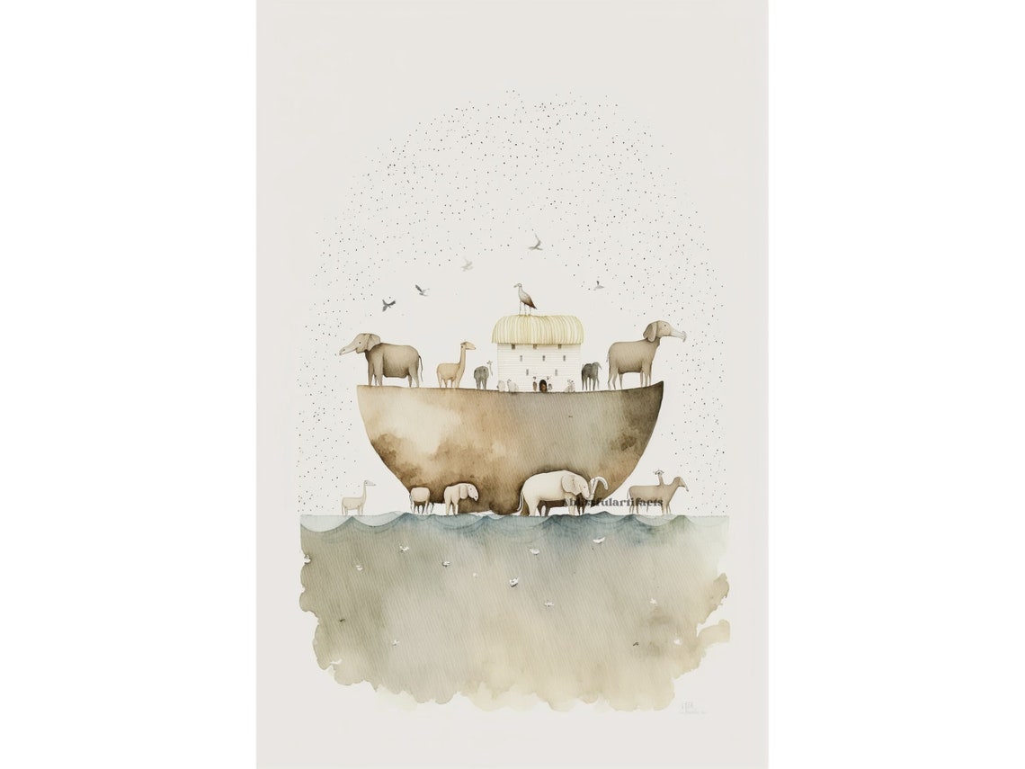 Noah's Ark Watercolor Wall Art Print Noah's Ark - Etsy