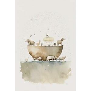 Noah's Ark Watercolor Wall Art Print | Noah's Ark Watercolor Christian ...