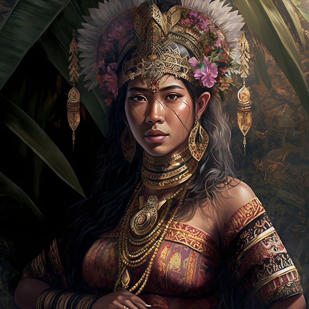 A Portrait of Dayak Kingdom Queen nyai Undang AI Art - Etsy