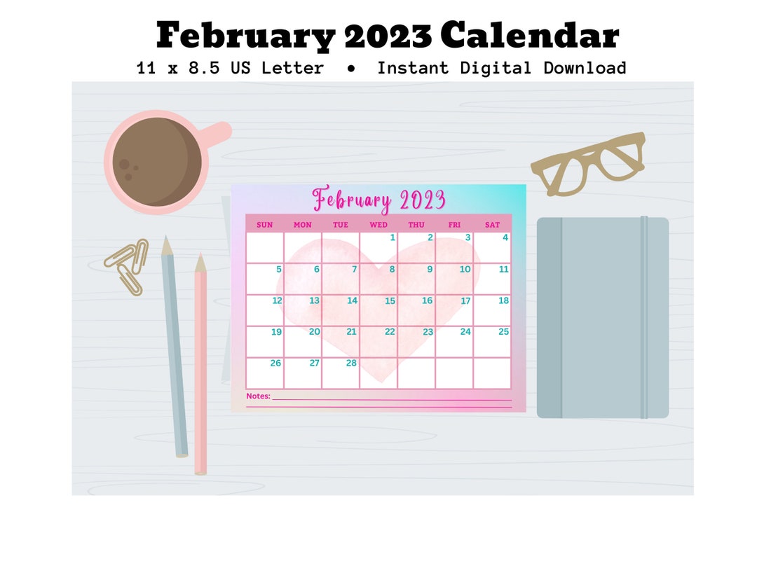 February 2023 Printable Calendar - Etsy