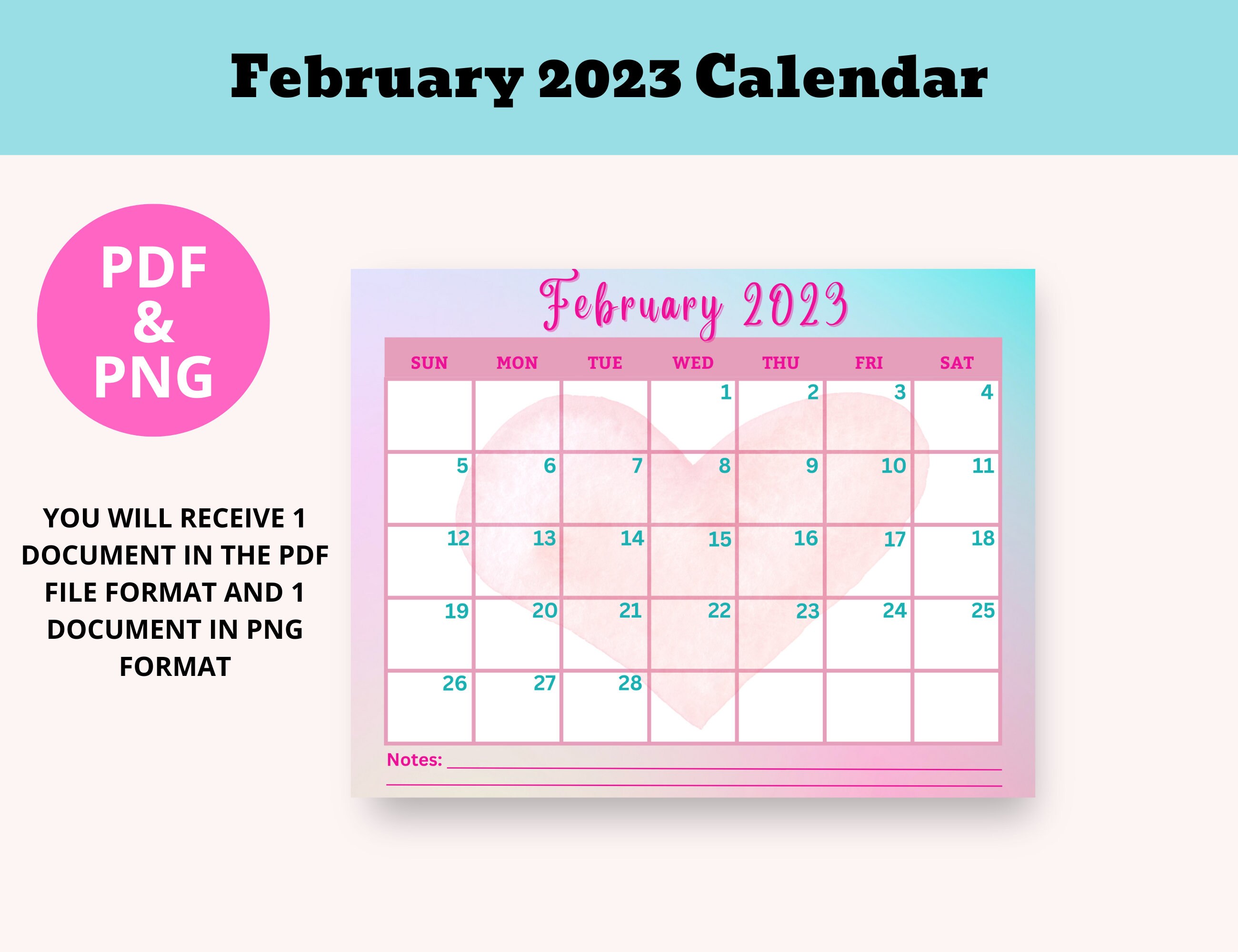 February 2023 Printable Calendar - Etsy