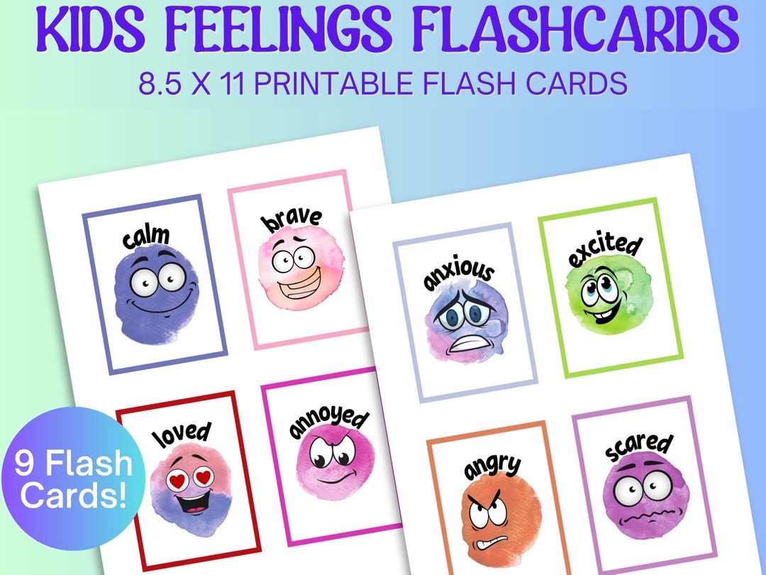 Kids Feelings Flash Cards to Learn Emotions - Etsy