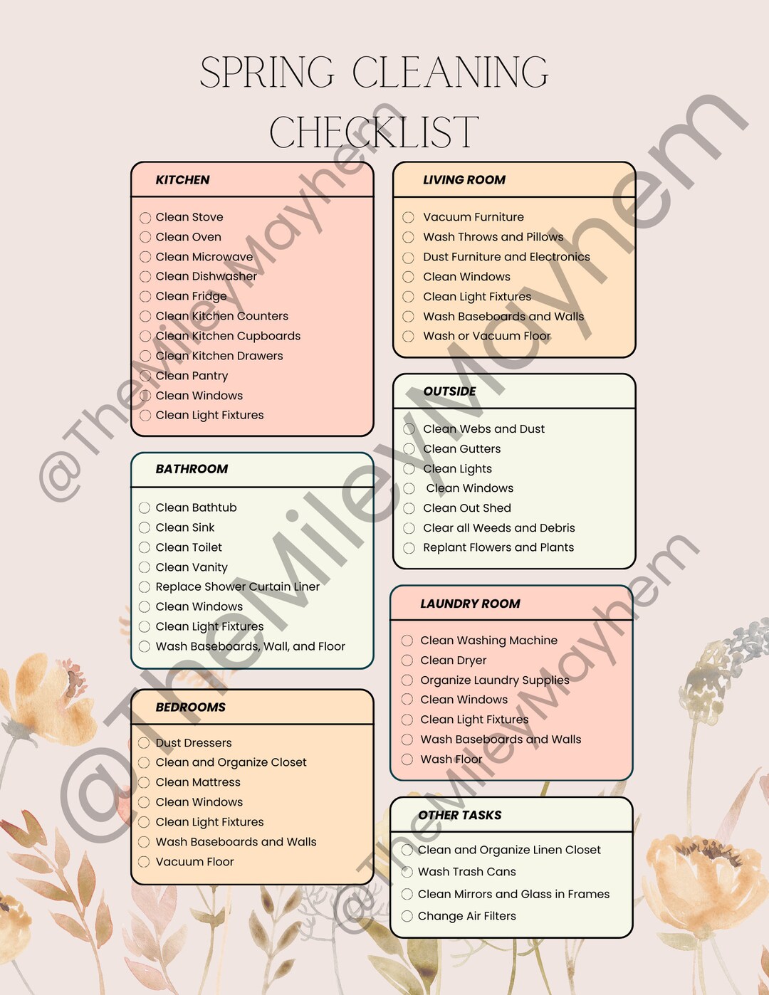 Spring Cleaning Checklist-pink - Etsy