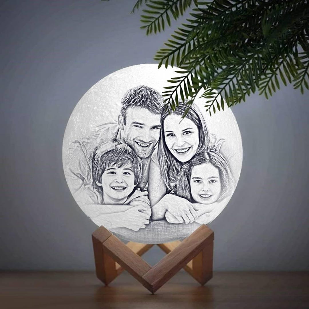 Personalized 3D Printed Photo Moon Lamp - Unique Night Light Gift for ...