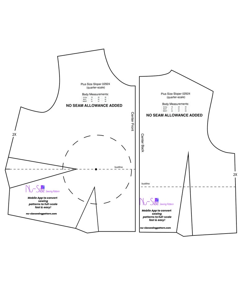 Plus-size Basic Sewing Pattern/sloper - Etsy