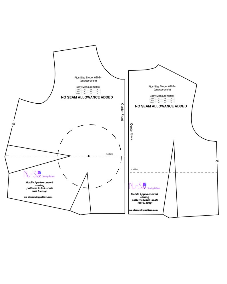 Plus-size Basic Sewing Pattern/sloper - Etsy