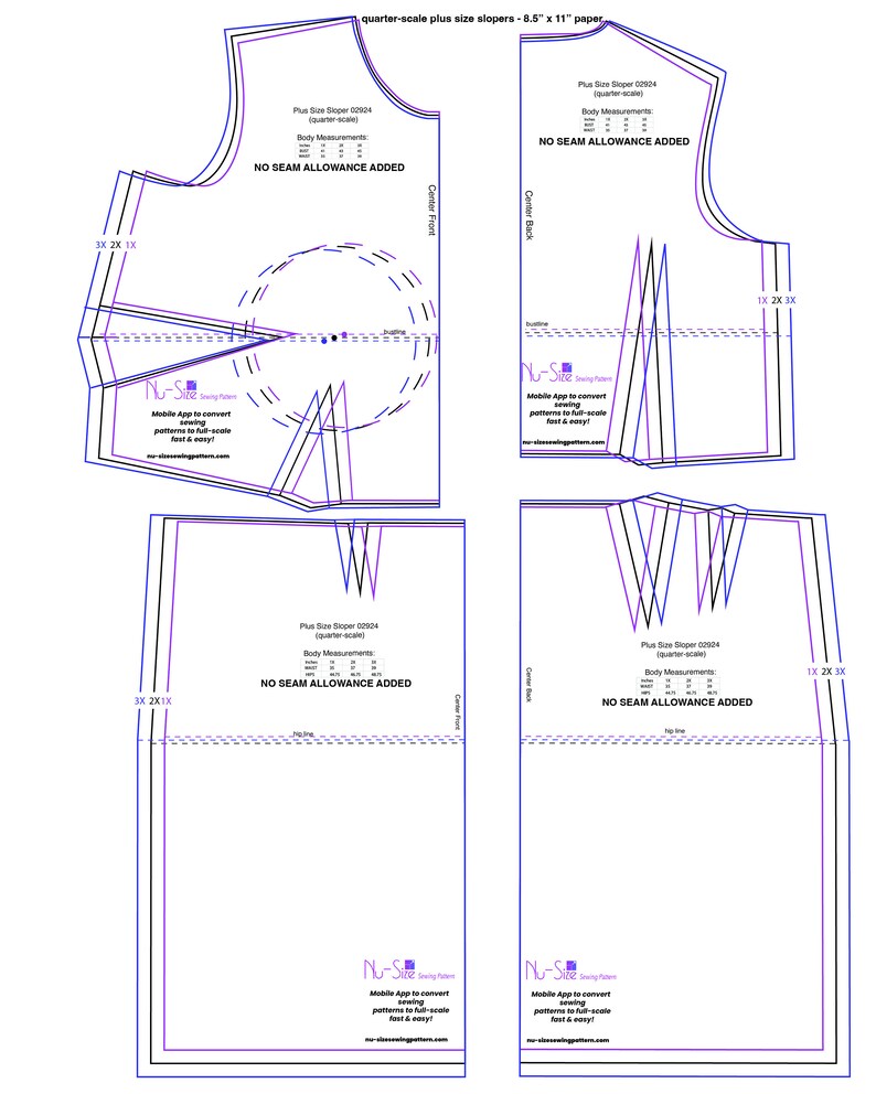 Plus-size Basic Sewing Pattern/sloper - Etsy
