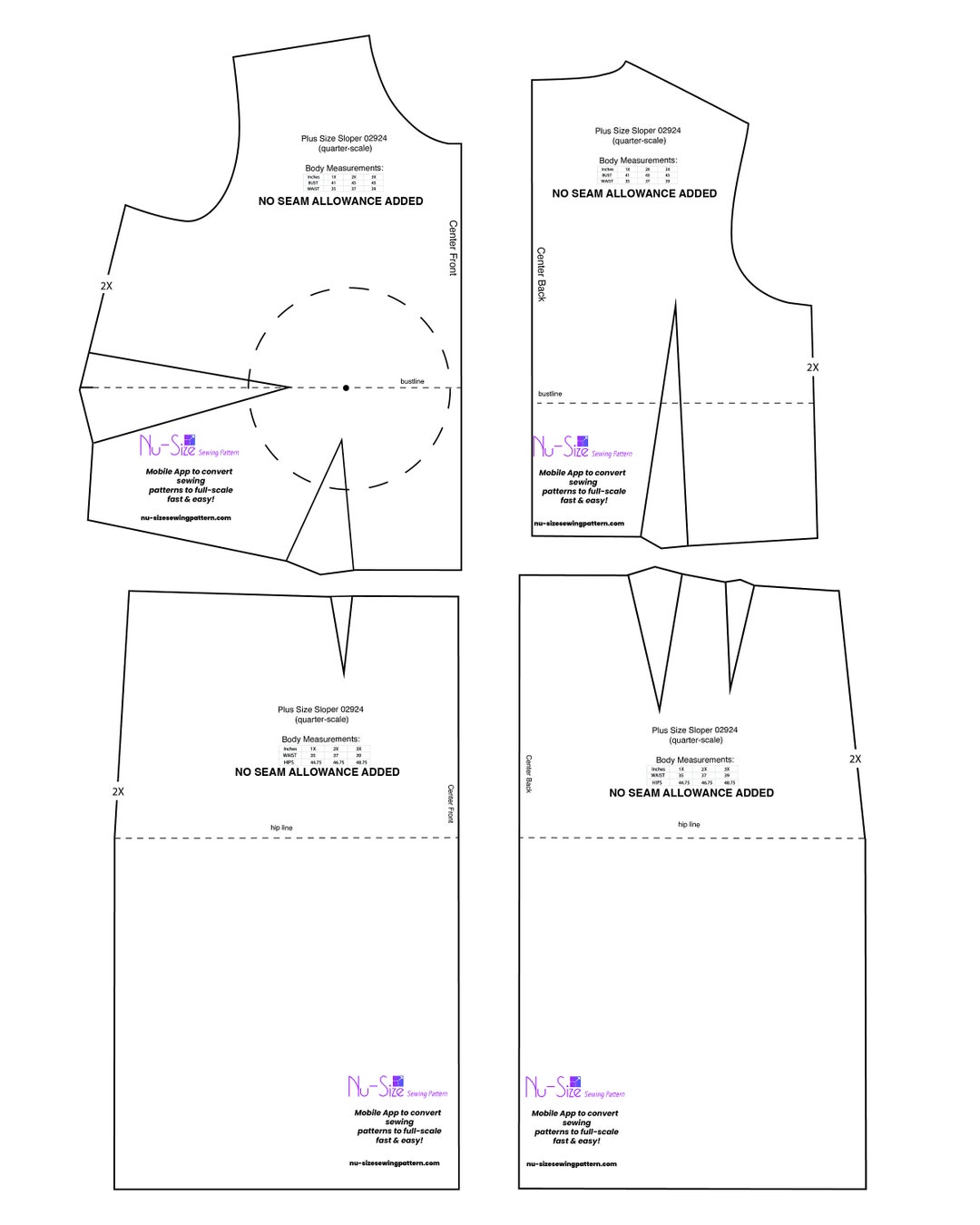 Plus-size Basic Sewing Pattern/sloper - Etsy