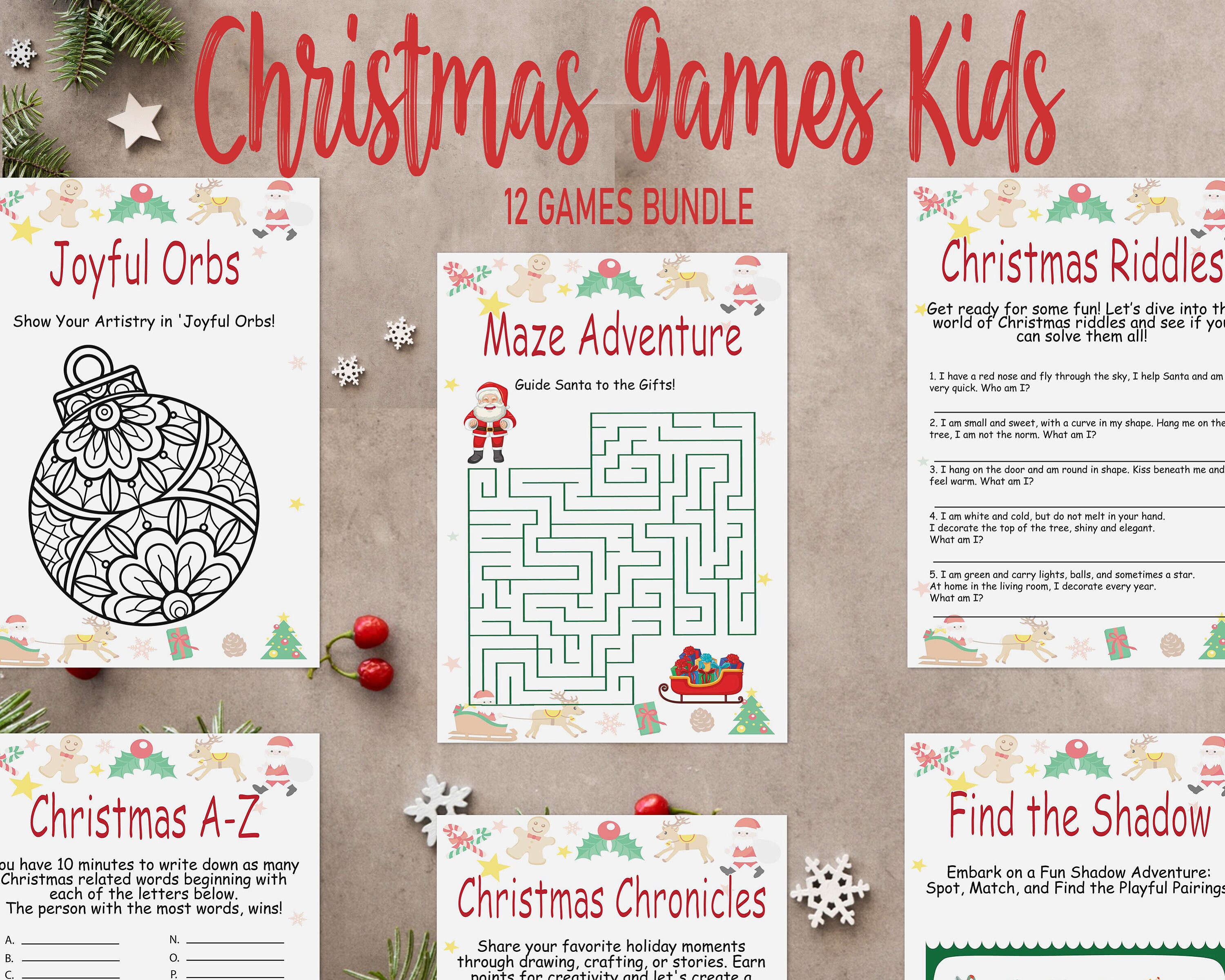 12 Christmas Games Bundle, Family Christmas Game, Christmas Party Games ...