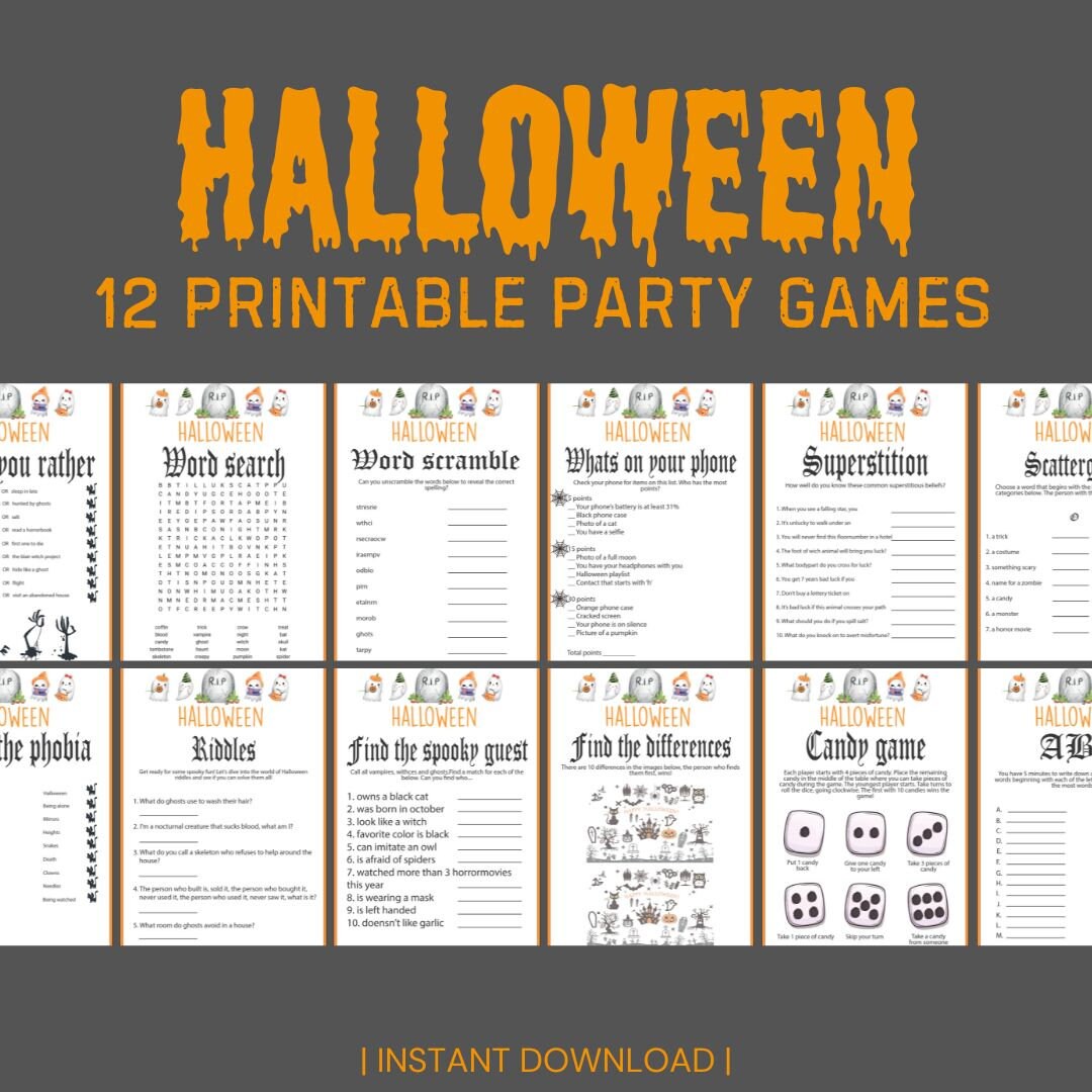 Halloween 12 Party Game Bundle, Spooktacular, Hauntingly Fun Games ...