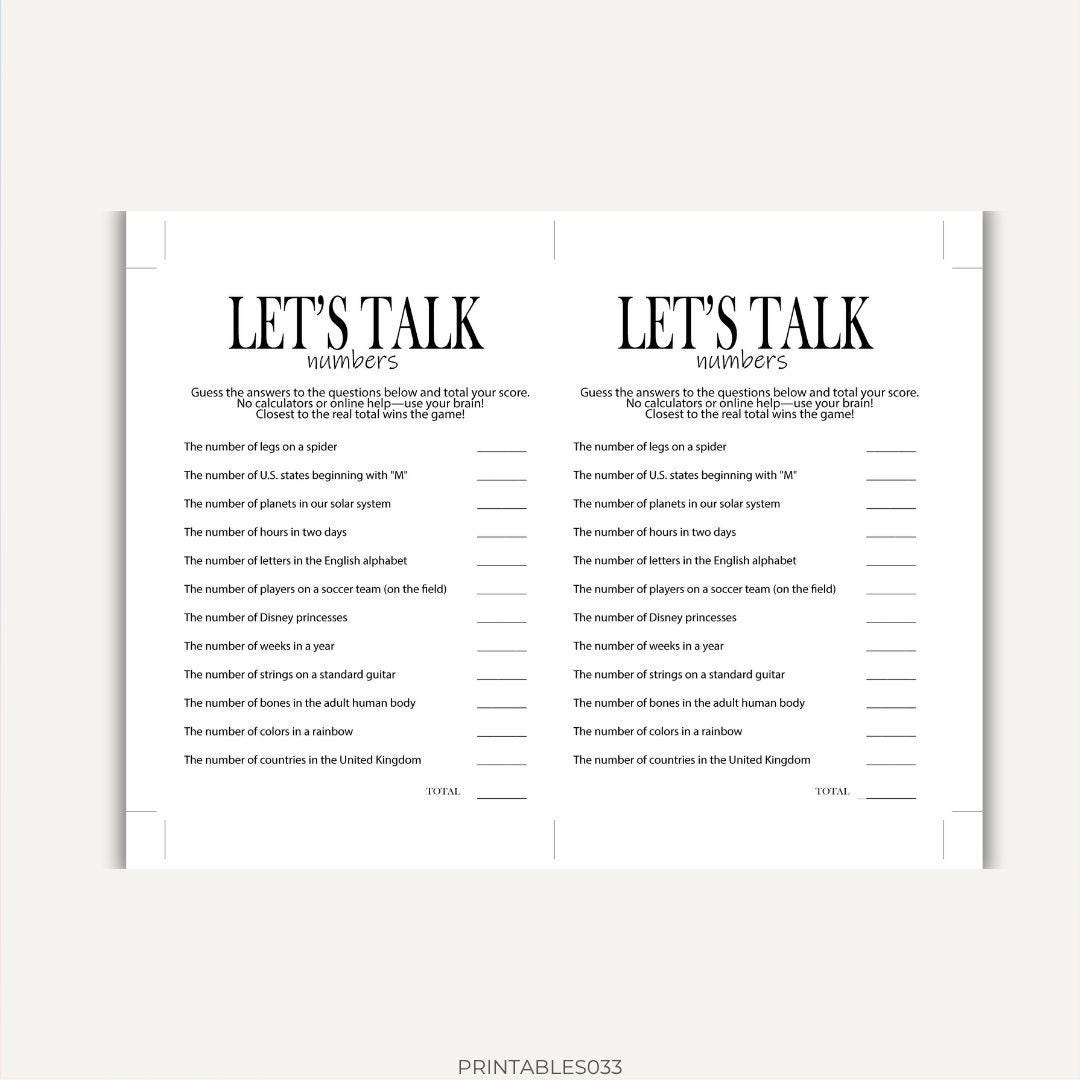 Let's Talk Office Party Game Printable, Icebreaker, Coworker Bonding ...