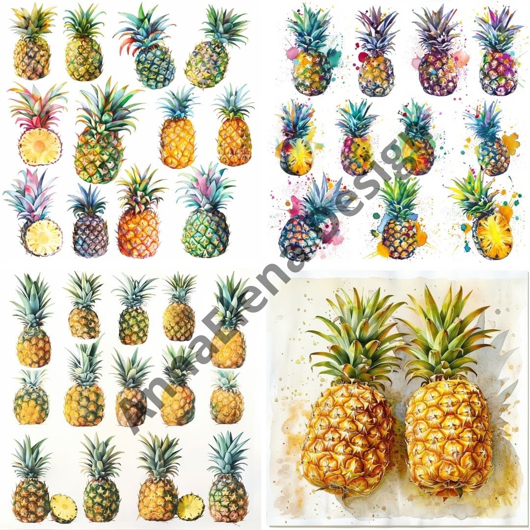 Pineapple Clipart, Pineapple Watercolor, Pineapple Clip Art, Nursery ...