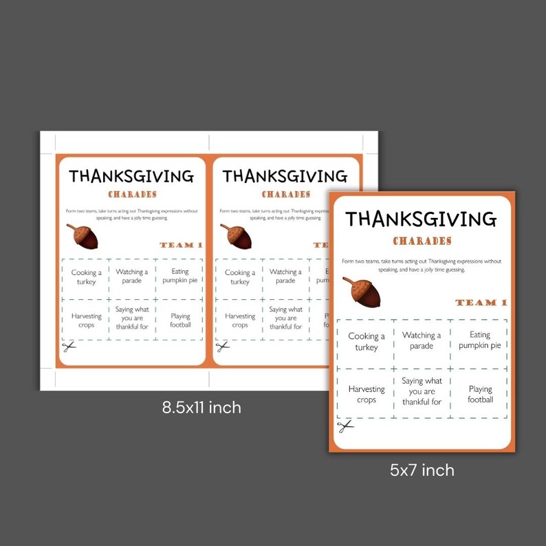 Thanksgiving Team Charades Thanksgiving Games, Thanksgiving Printable ...