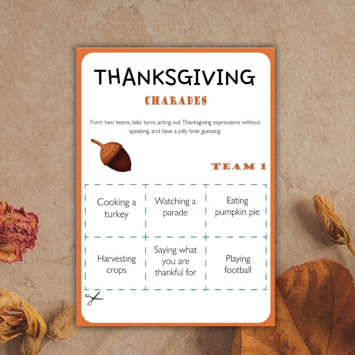 Thanksgiving Team Charades Thanksgiving Games, Thanksgiving Printable ...
