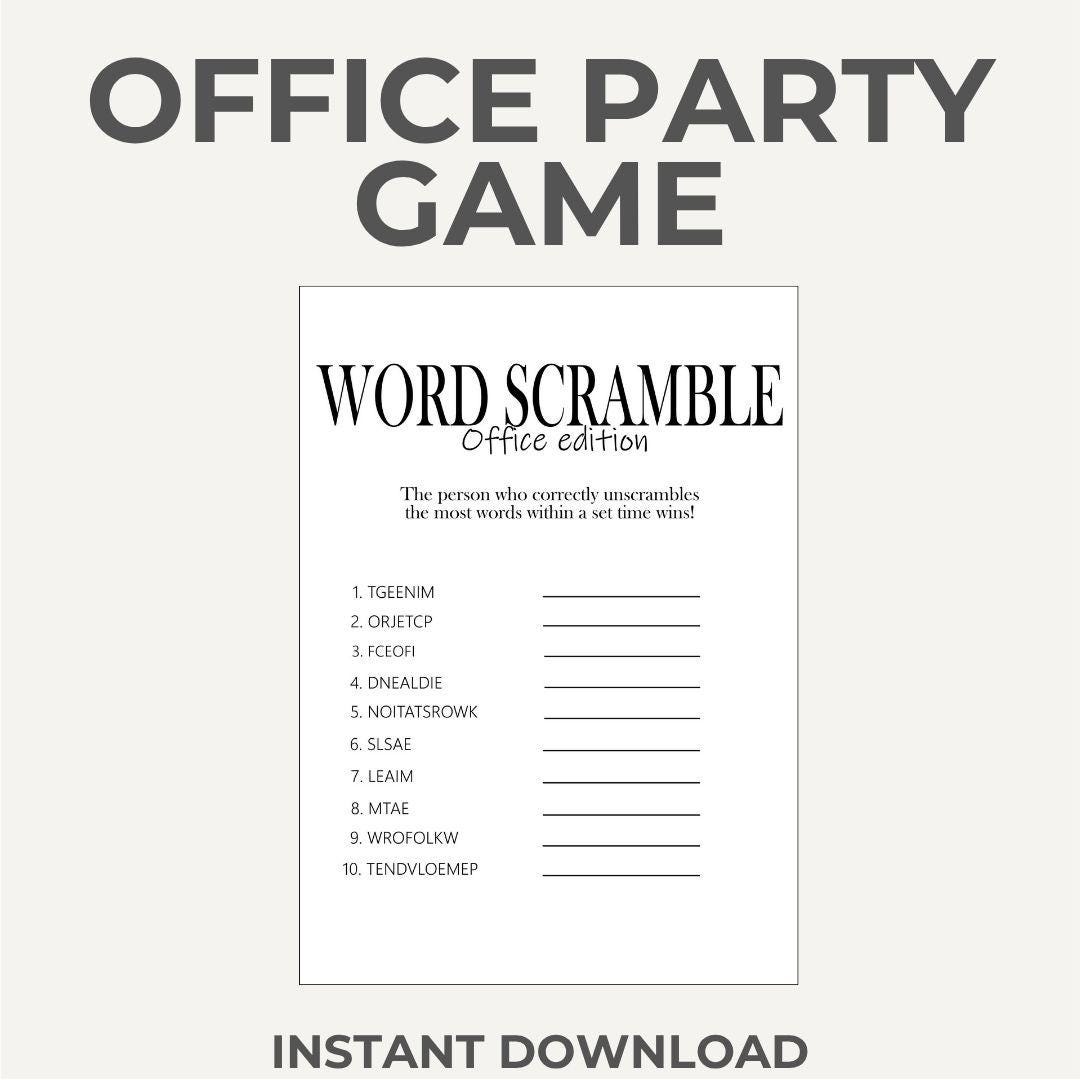 Word Scramble Office Party Game Printable, Icebreaker, Coworker Bonding ...