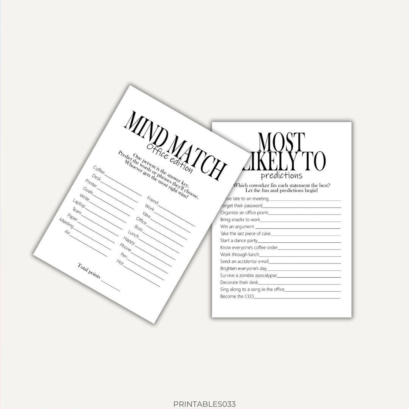 Office Party Games Printable, Team Games for Work Events, Coworker ...