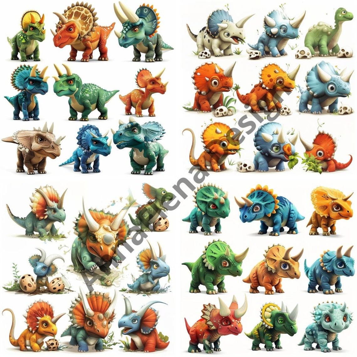Dinosaur Clipart, Triceratops Clipart, Cute Dinosaur Clipart ...