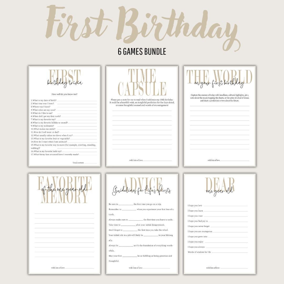 First Birthday Games 1st Birthday Party Games Bundle One Year Old Party ...