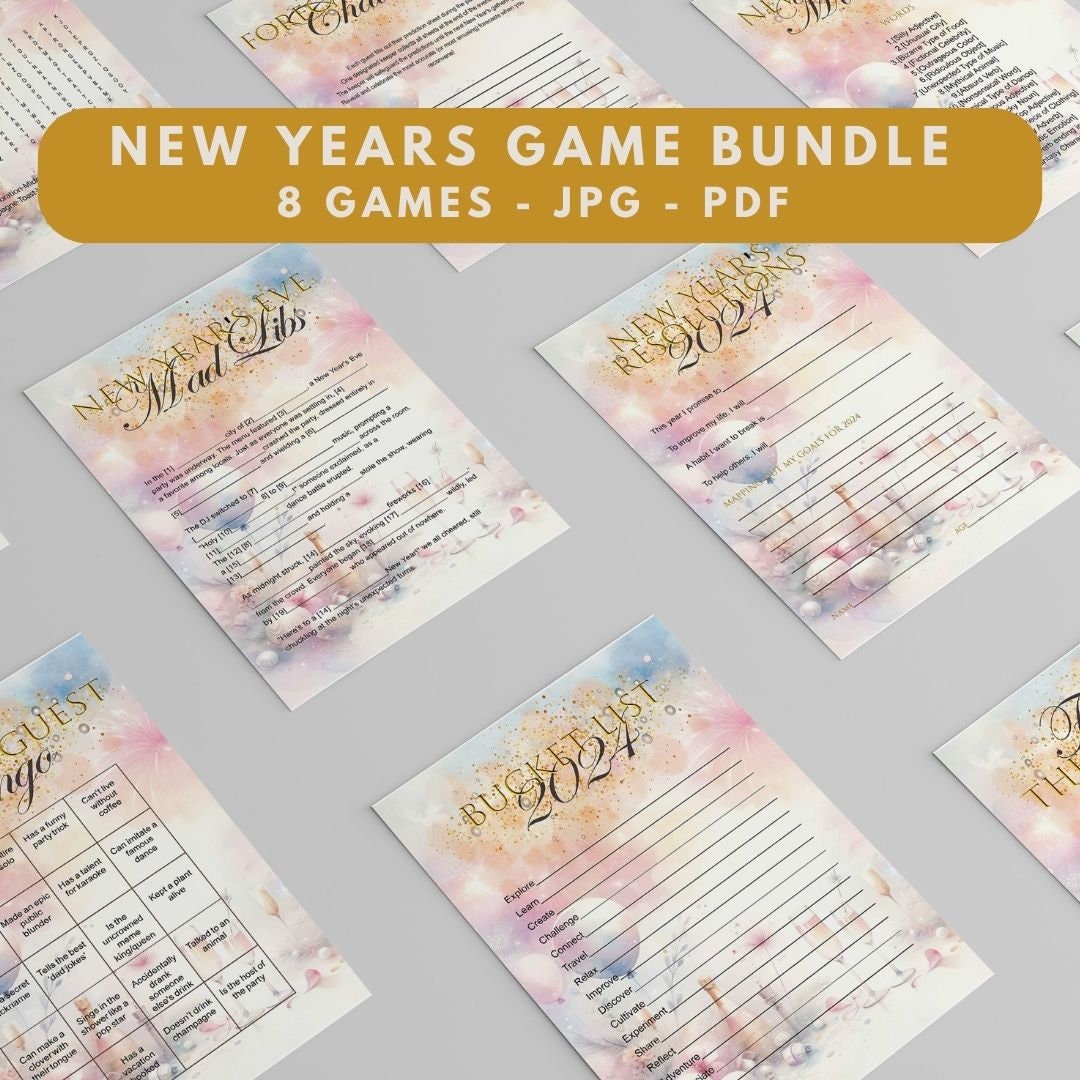 New Years Game Bundle, New Year's Printables 2023 Year, New Years ...