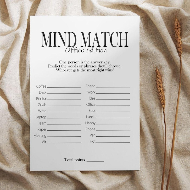 Mind Match Office Party Game Printable, Icebreaker, Coworker Bonding ...