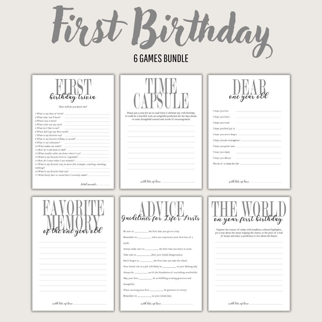 Printable Games for First Birthday Party, 1st Birthday Party Games Bundle One Year Old, Party ...