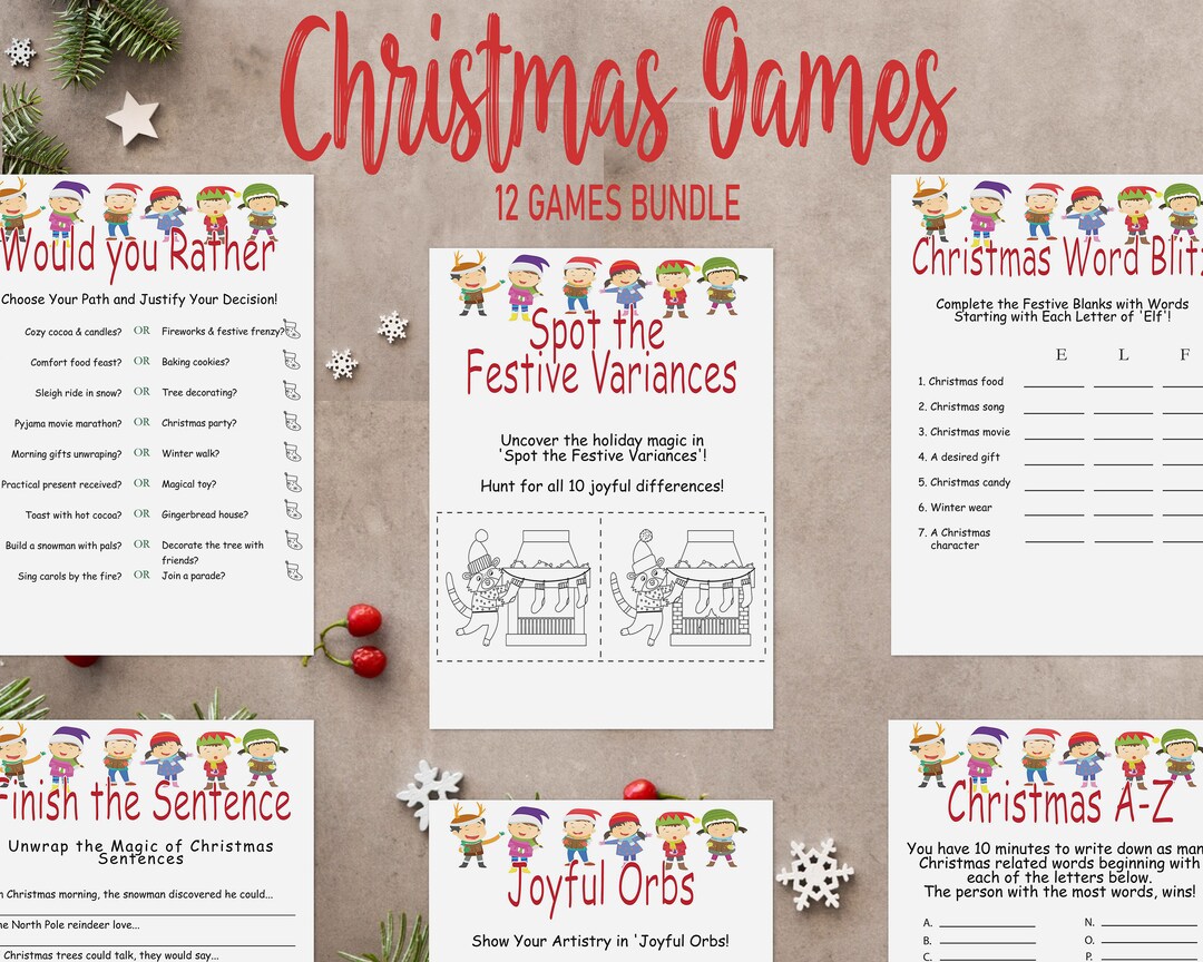 12 Christmas Games Bundle, Family Christmas Game, Christmas Party Games ...