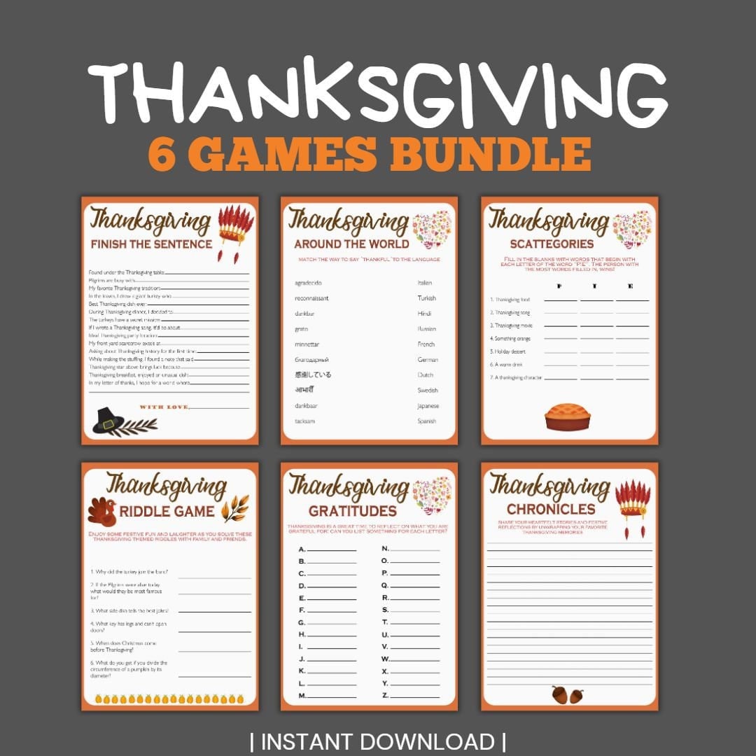 Thanksgiving Games Bundle, Thanksgiving Printable Games, Thanksgiving ...