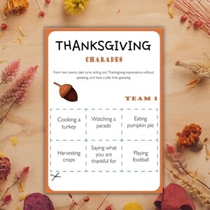 Thanksgiving Team Charades Thanksgiving Games, Thanksgiving Printable ...
