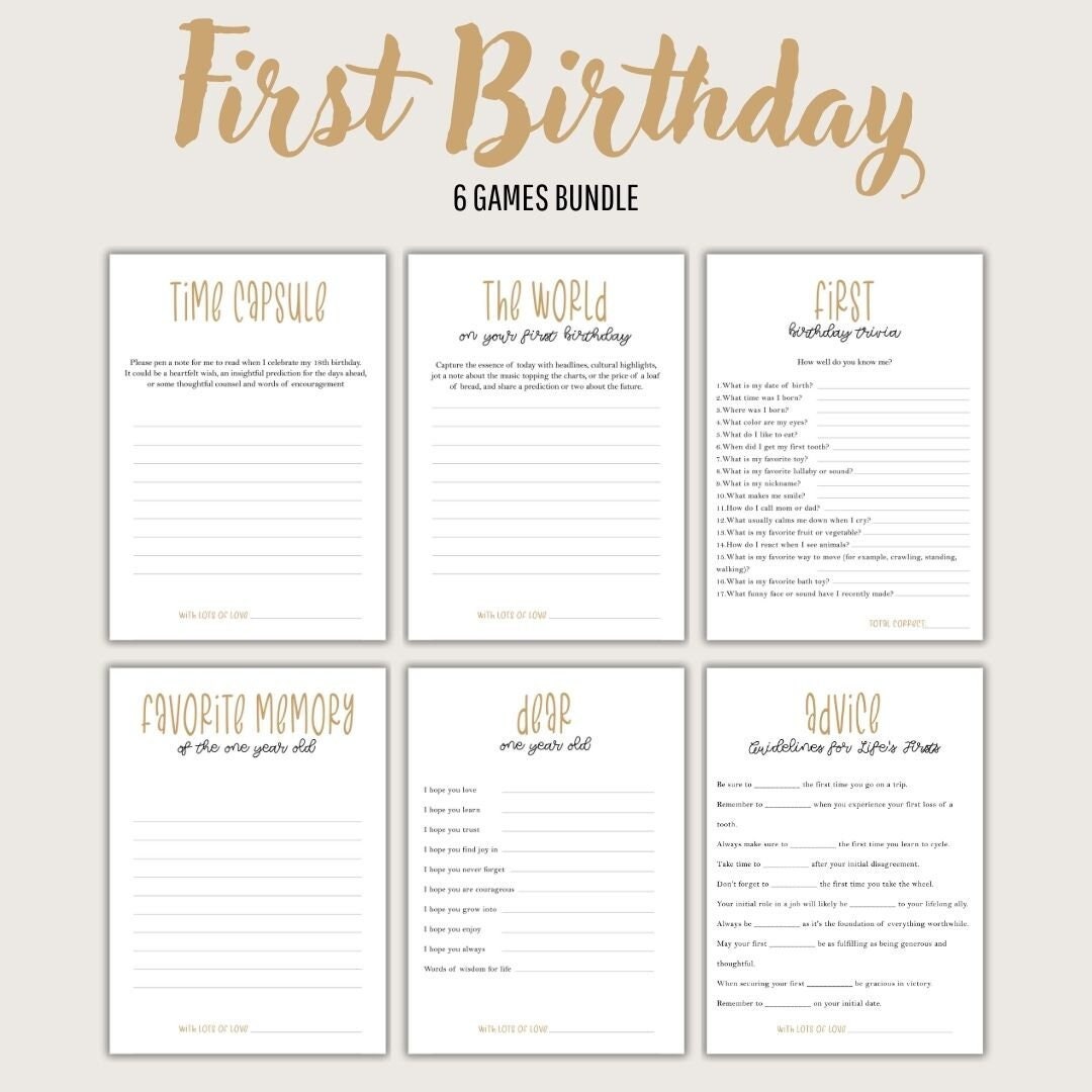 First Birthday Games Printable 1st Birthday Party Games 1st Birthday ...