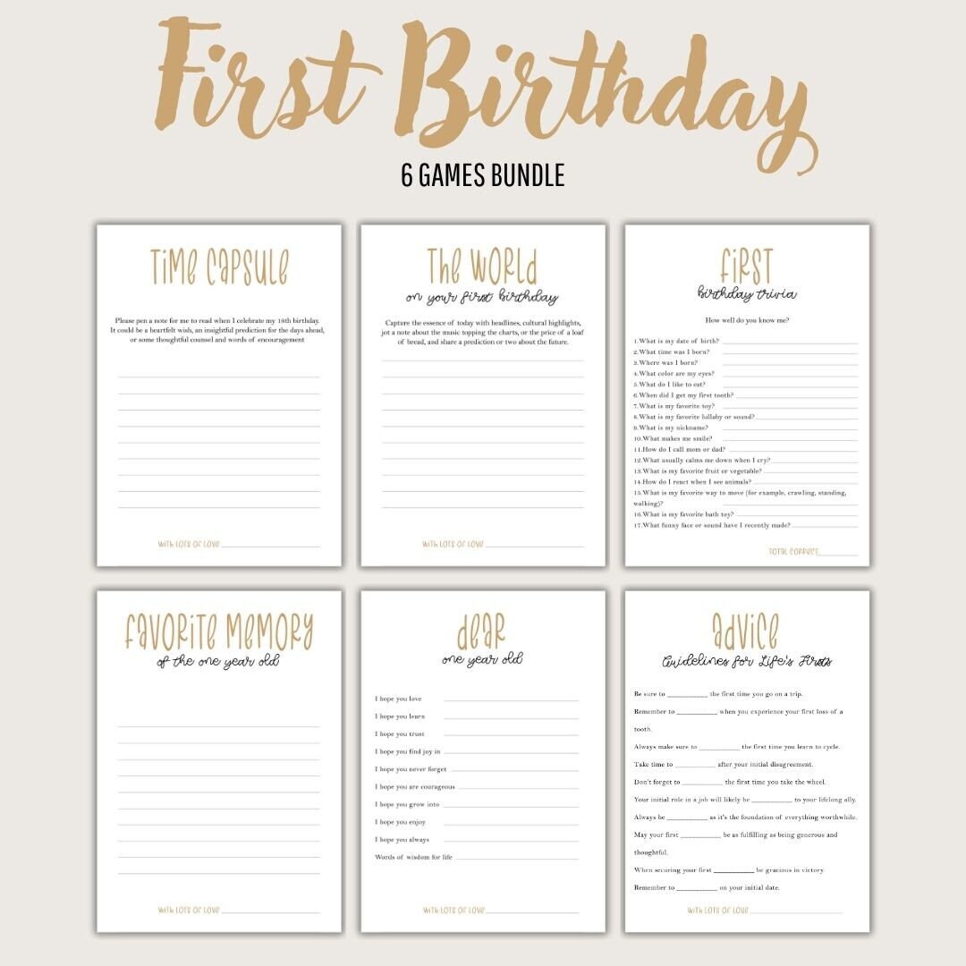 First Birthday Games Printable 1st Birthday Party Games 1st Birthday ...