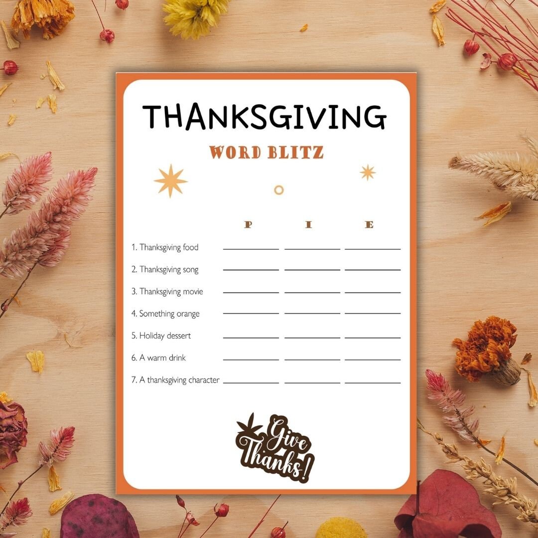 Thanksgiving Word Blitz Game: Printable Party Activity (PDF) - Etsy