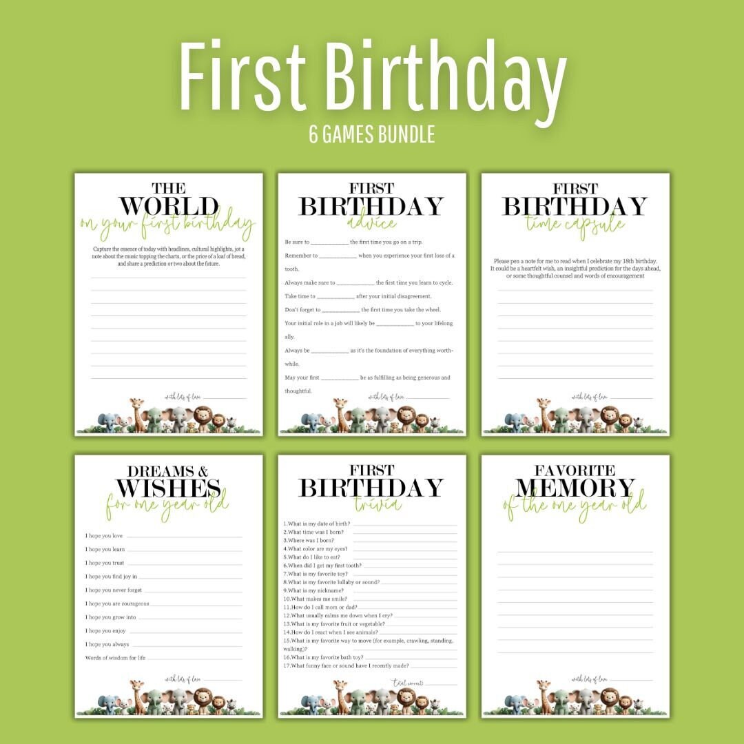 First Birthday Games 1st Birthday Party Games Bundle One Year Old Party ...