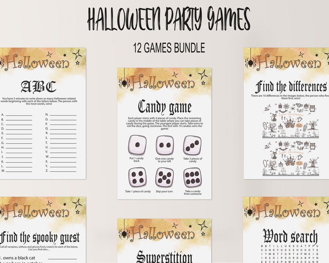 Halloween Party Games Bundle Printable, Trick-or-treat, Spooky, DIY ...