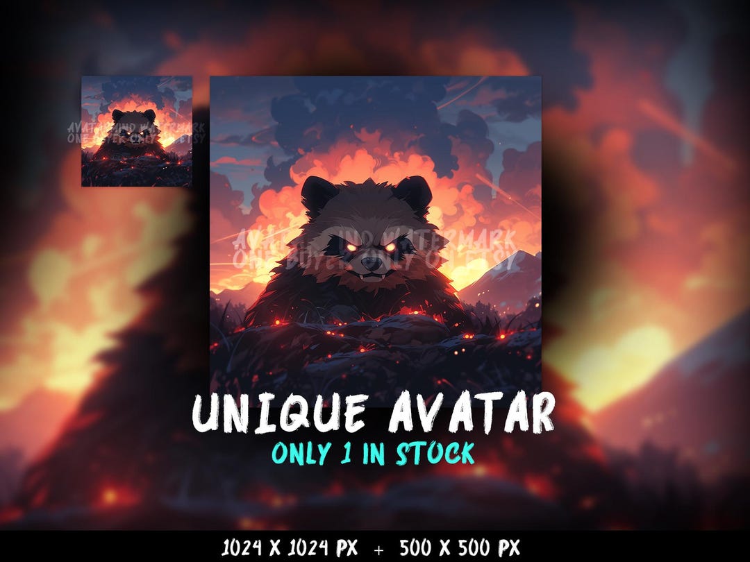 Raccon Avatar Manga Style Dark Racoon One Buyer Only Digital Download ...