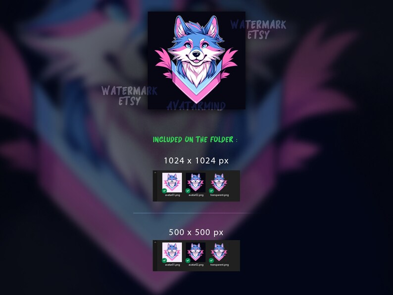 Cute Wolf Logo Transgender Pride Flag Colors One Buyer Only Digital ...