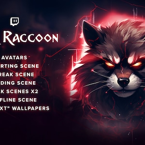 Twitch Stream Scenes Dark Raccoon Animated Avatar Raccoon Twitch ...