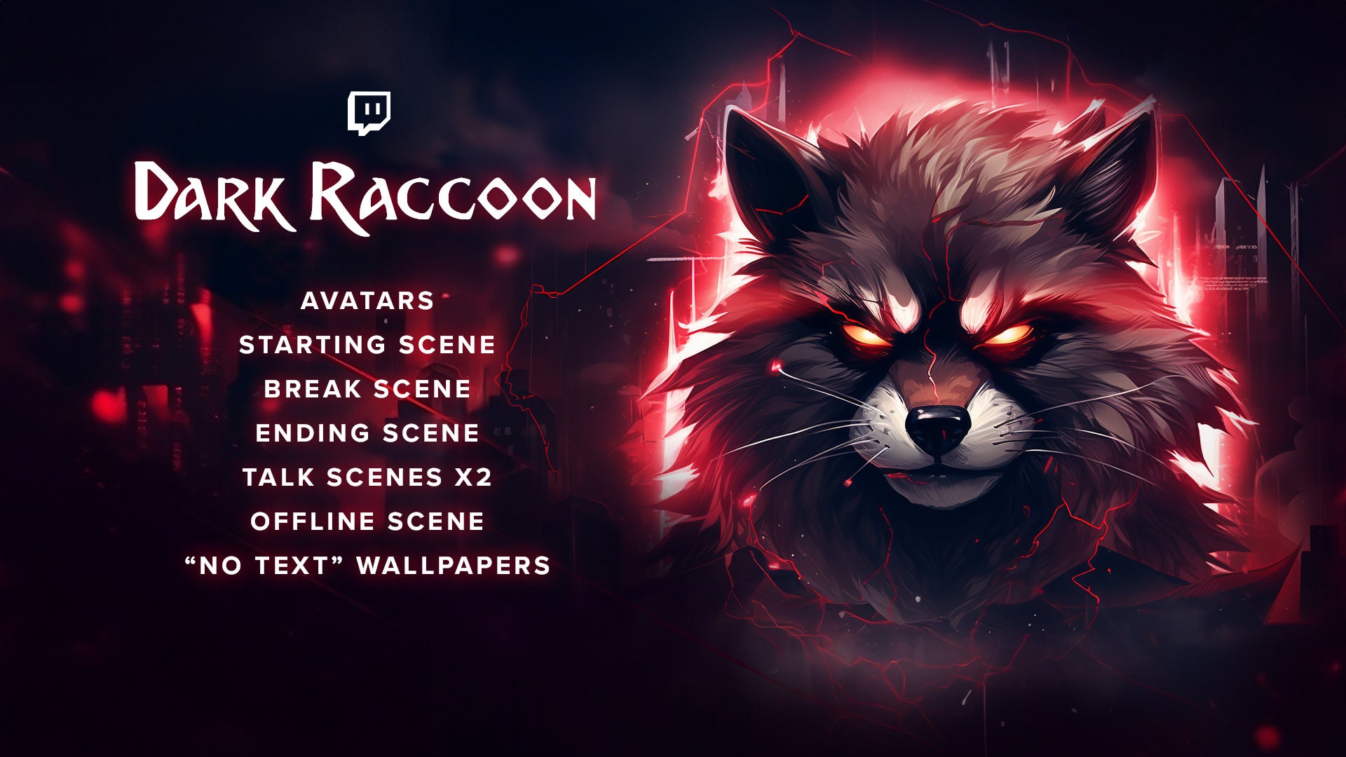 Twitch Stream Scenes Dark Raccoon Animated Avatar Raccoon Twitch ...